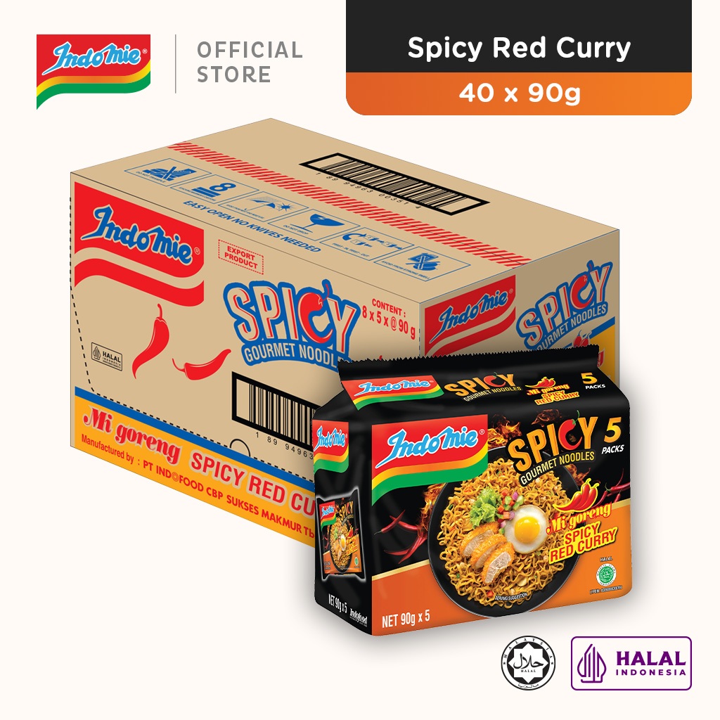 Indomie Mi Goreng Fried Noodles, Spicy Red Curry 90g - Carton | Shopee ...