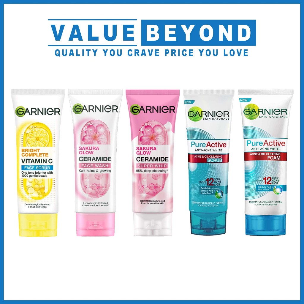 (BUNDLE OF 3) Garnier Facial Foam | Facial Scrub | Facial Wash | Whip ...