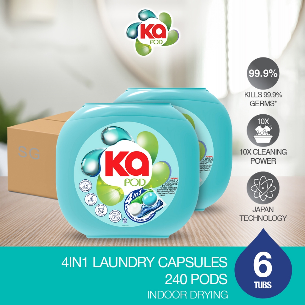 Ka 4in1 Laundry Capsules 40 Pods x 6 Tubs – Indoor Drying | Shopee Singapore