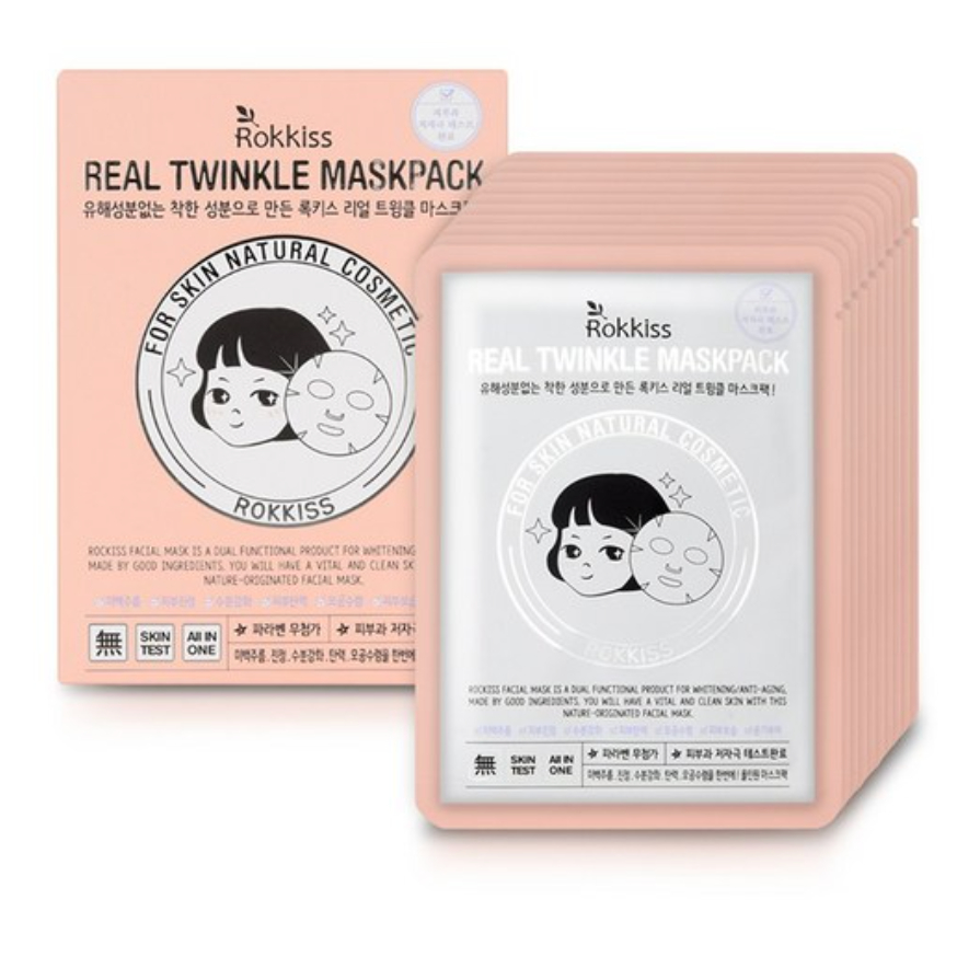 ROKKISS Real Twinkle Mask Pack, 10 Sheets, 1 Box | Shopee Singapore