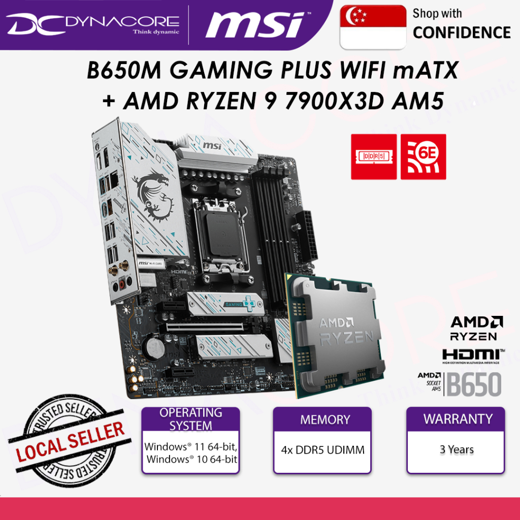 [BUNDLE] MSI B650M GAMING PLUS WIFI mATX Motherboard with AMD RYZEN 9 ...