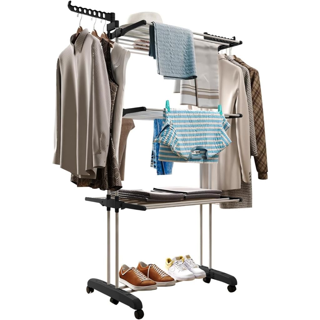 Clothes Drying Rack,Foldable Drying Rack,4-Tier Large Stainless Steel ...