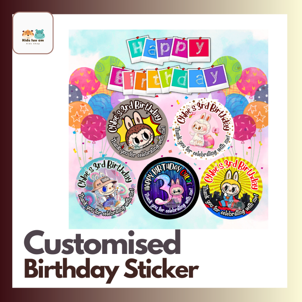 [SG SELLER][👦Kids Love em👧] Customised Labubu Theme Birthday Thank You ...