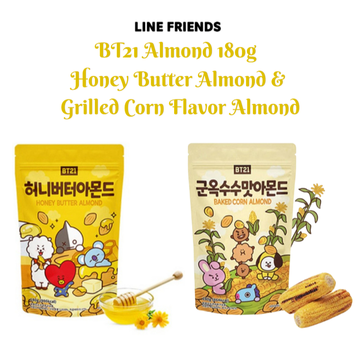 BT21 Almond 180g Honey Butter Almond & Grilled Corn Flavor Almond ...
