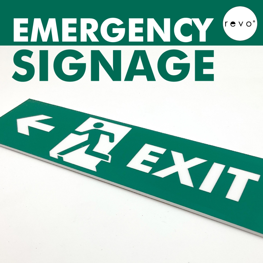 EMERGENCY EXIT SIGN/SIGNAGE | 240mm x 70mm | WARNING SIGN, INSTRUCTION ...