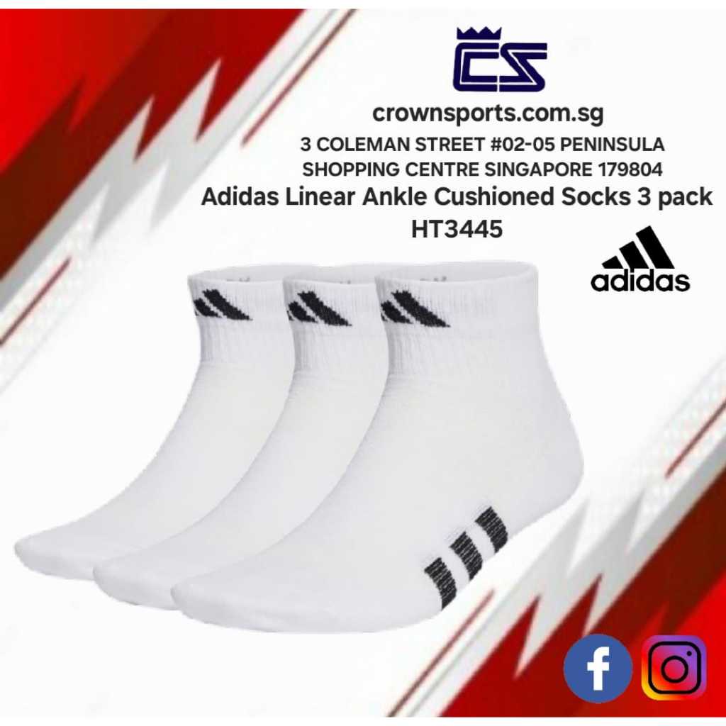 Adidas Linear Ankle Cushioned Socks 3 pack - HT3445 | Shopee Singapore