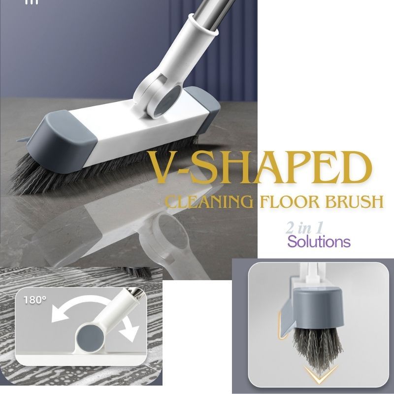 GTHome.sg 2 in 1 V-shaped + Scraper Cleaning Toilet brush/ Floor ...