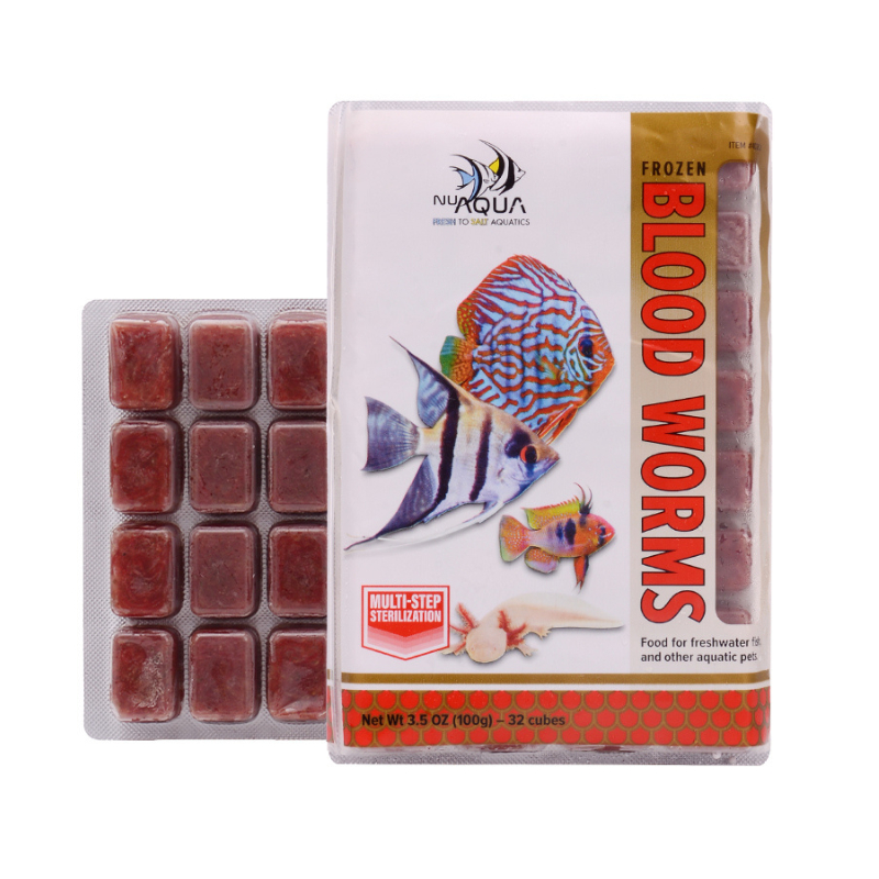 [12 slabs/box] NU AQUA - Bloodworm, Brine Shrimp, Mysis Shrimp (FROZEN Fish Food) cube 100g ...
