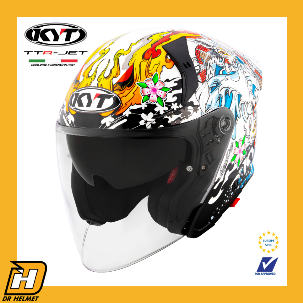 KYT TTR JET Nishikigoi Helmet | PSB Approved | Open Face KYT Helmet ...