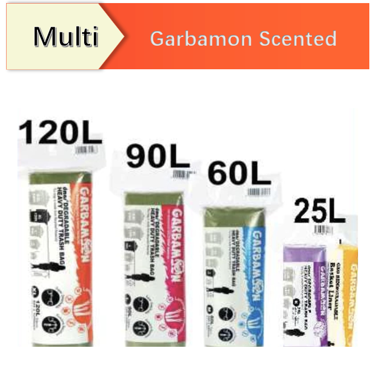 BMS Garbamon Heavy duty degradable lemongrass scented trash bags 60L ...