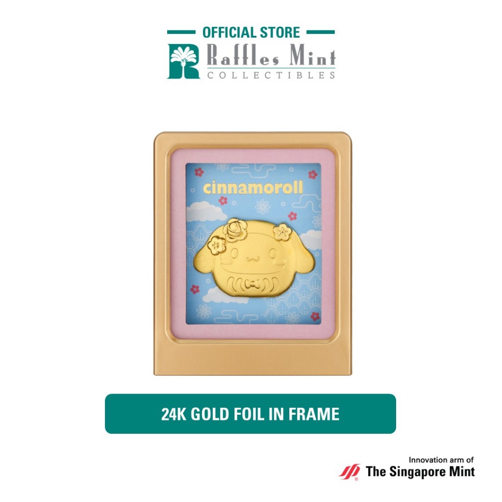 Sanrio Cinnamoroll Daruma 24K Gold Foil in Frame [The Singapore Mint ...