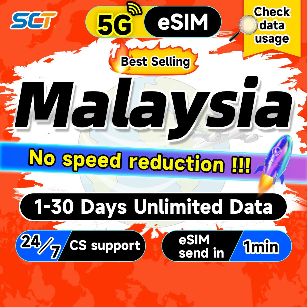 Malaysia eSIM 5G 1-15Days Daily 500MB-10GB 5G/ 4GUnlimited Data eSIM Malaysia Celcom Digi ...