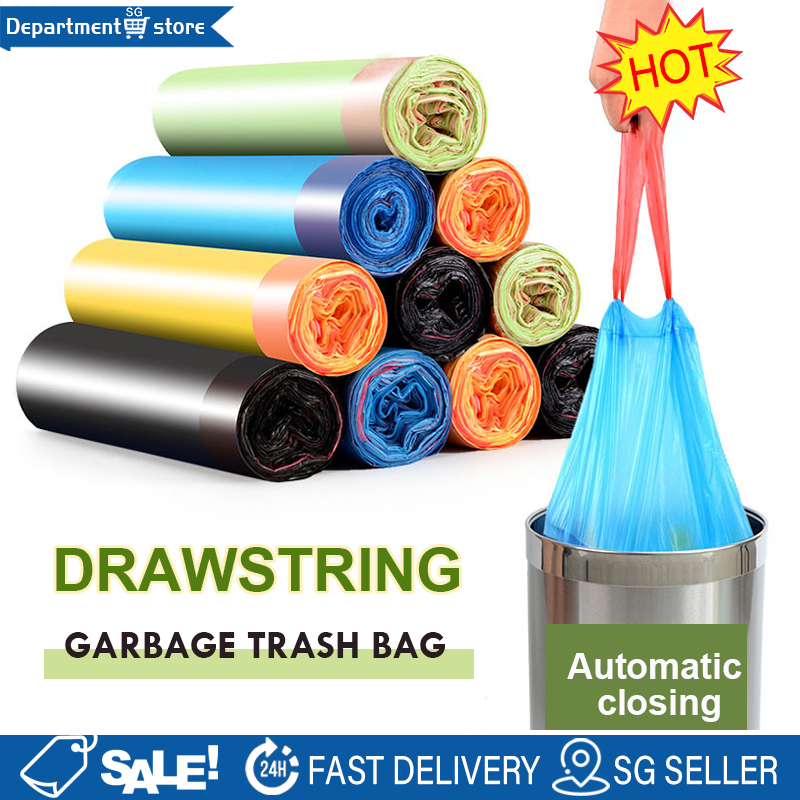 Trash Bag 45 x 50cm (1 Roll 15pcs) / Drawstring Garbage Bag / Rubbish ...
