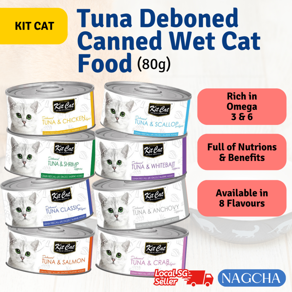Kit Cat Tuna Deboned Canned Wet Cat Food Topper (with Aspic Grain) 80g ...