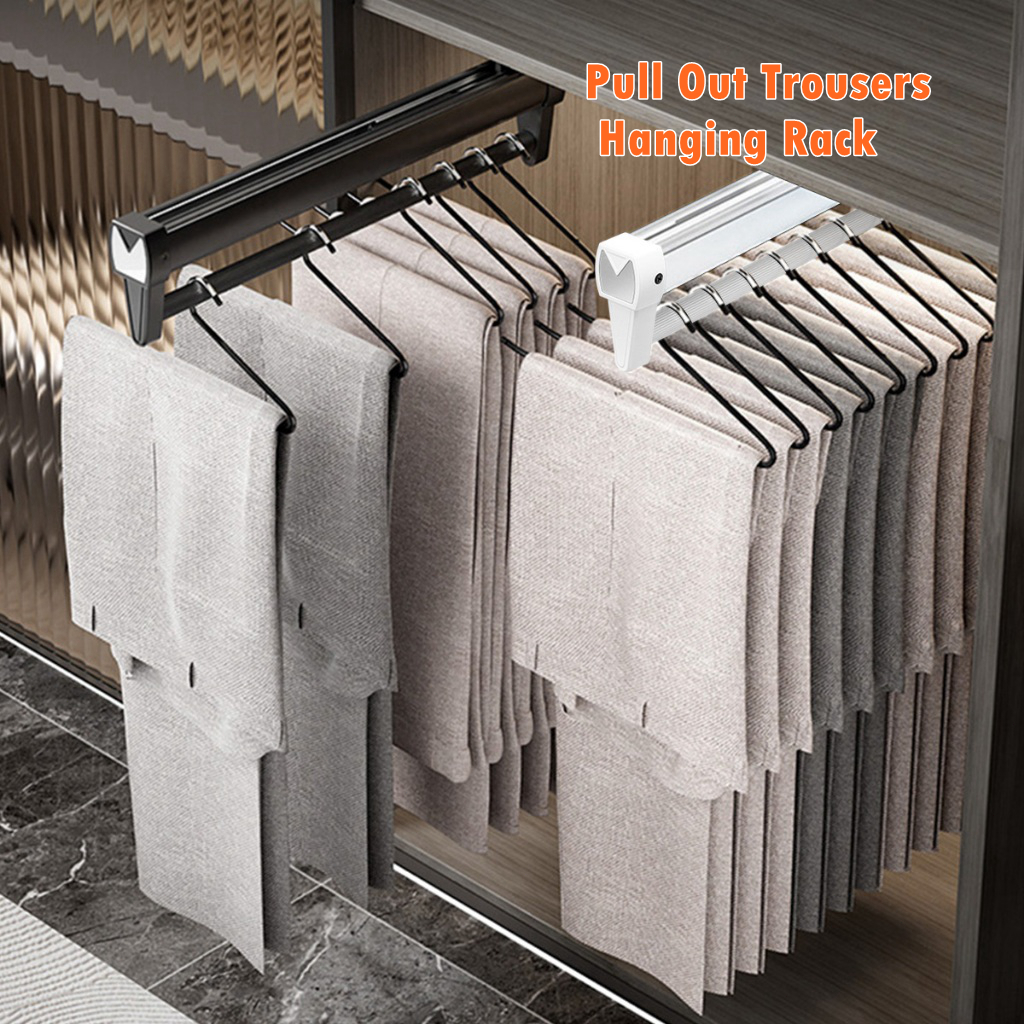 Pull Out Pants Hanger Rack Sliding Wardrobe Rack Organizer Clothes ...