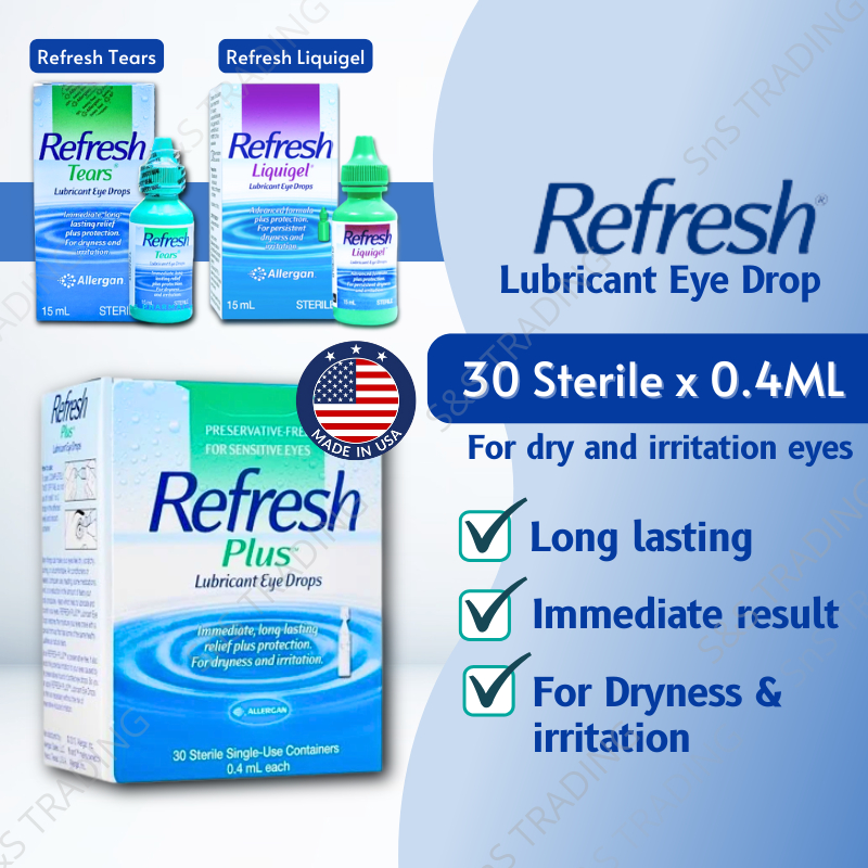 (Made In USA | EXPIRY 2026)Allergan Refresh Plus Eye Drops (30s ...