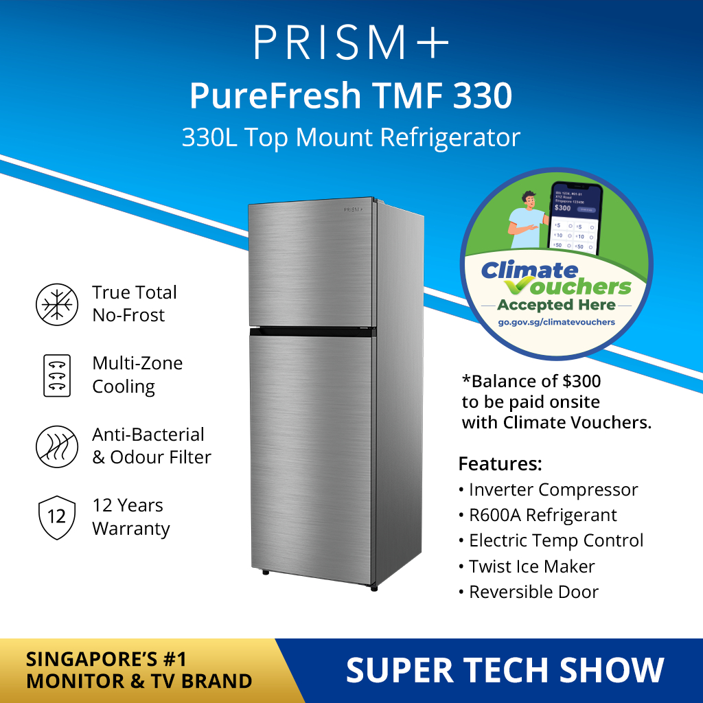 PRISM+ PureFresh TMF 330 | 330L Top Mount Freezer Refrigerator [Delivers in 5-10 working days ...
