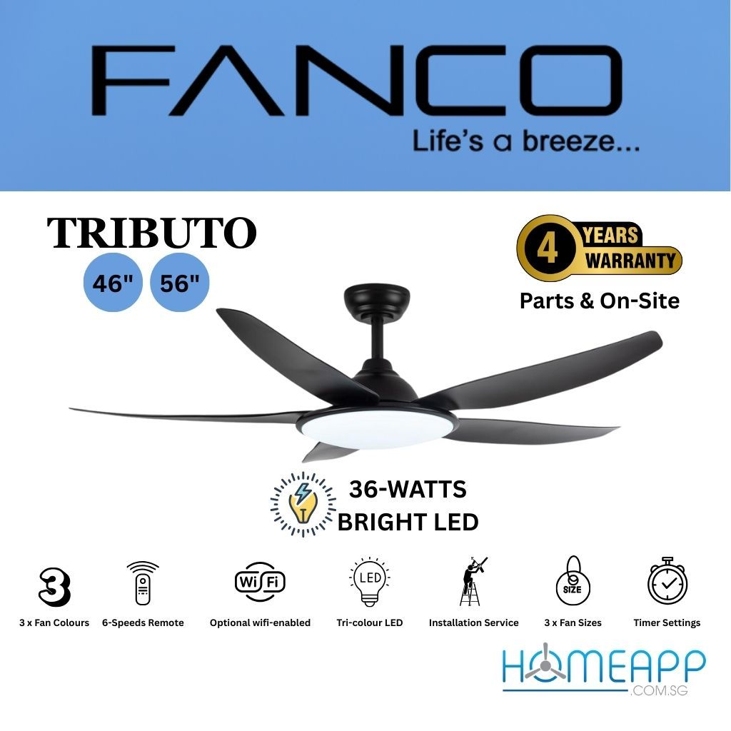 FANCO Tributo DC ceiling fan with 36w bright LED remote control ...