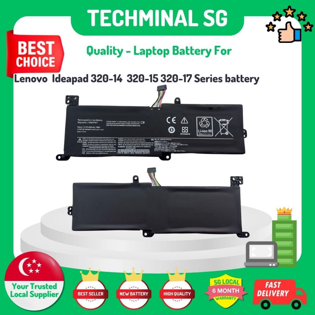 TECHMINAL - L16M2PB1 L16L2PB2 Battery For Lenovo Ideapad 320-14AST ...