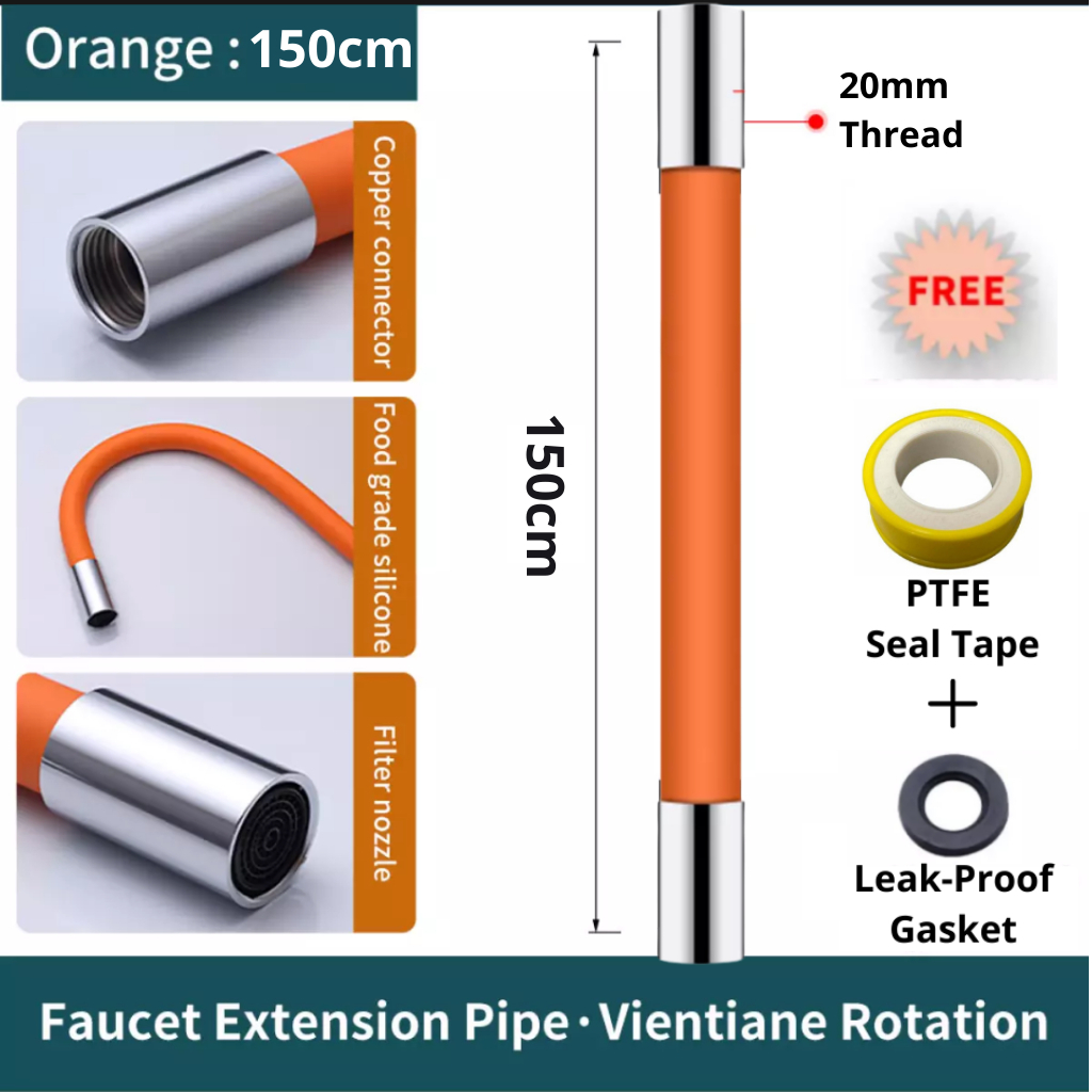 20/30/50/70cm Faucet Extension Extender 360°Free Bending Flexible Hose ...