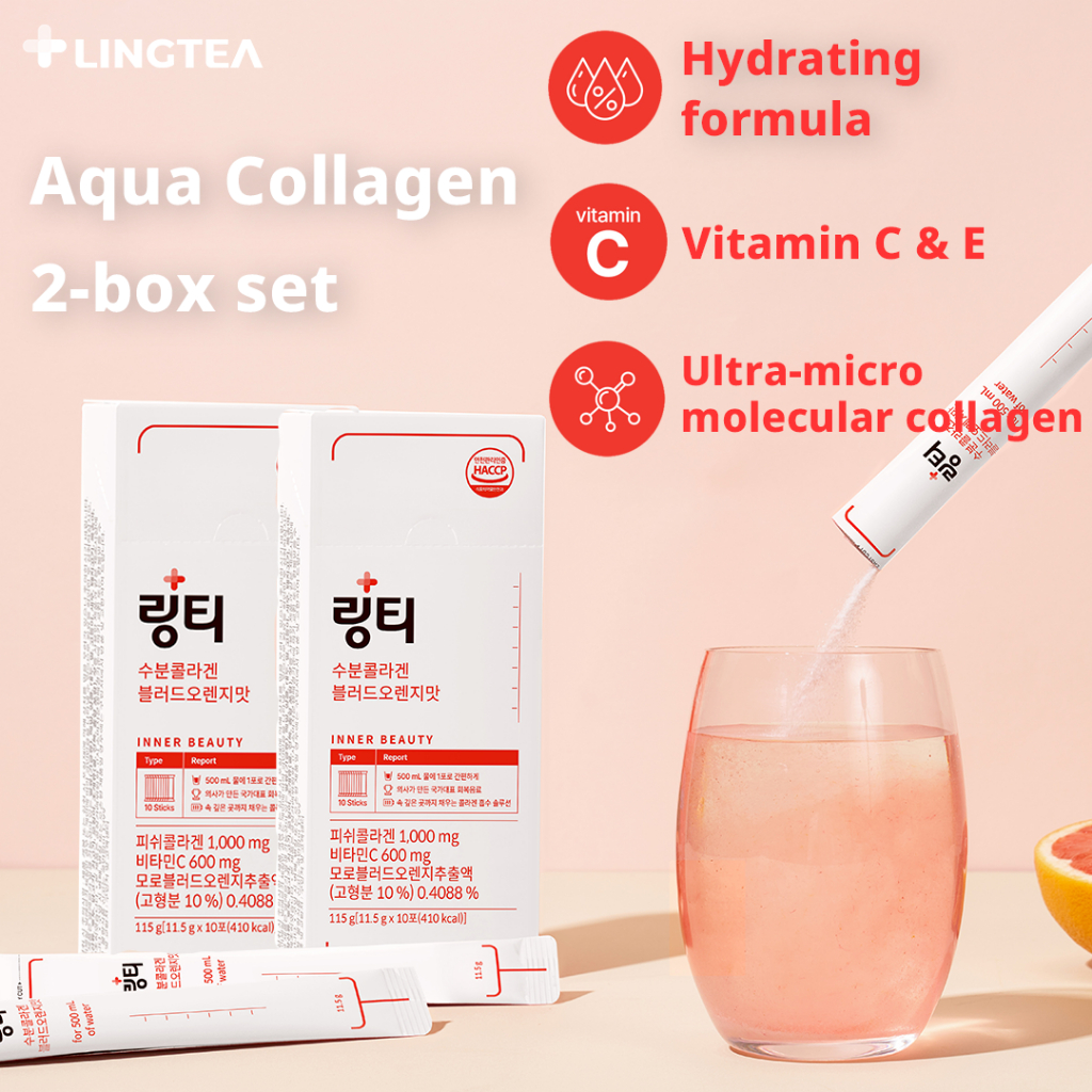 [LINGTEA Official] Lingtea Aqua Collagen Drink 2 Boxes 20 packets/ Korean Inner Beauty/Ultra ...