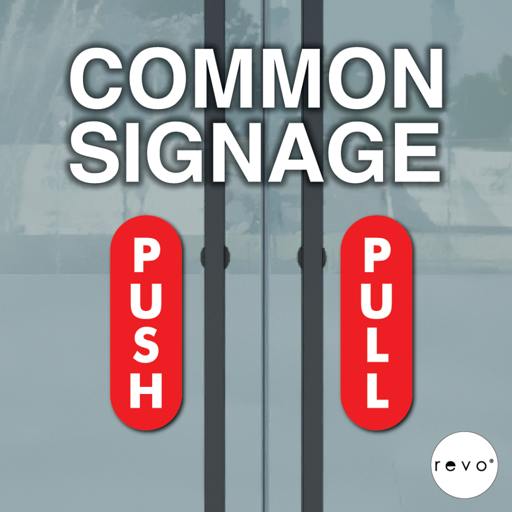PUSH AND PULL DOOR SIGN | 50mm (W) x 150mm (H) | INSTRUCTION, ACTION ...