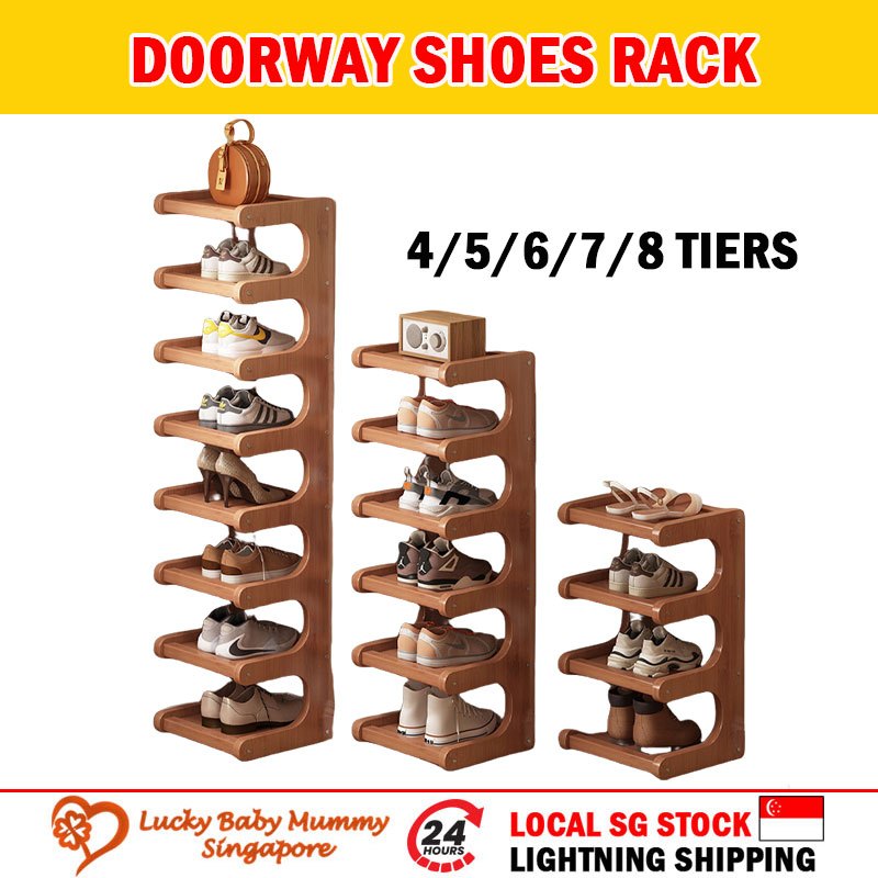 Doorway Bamboo Shoe Rack / Shoe Cabinet / Narrow Multi-layer Storage ...