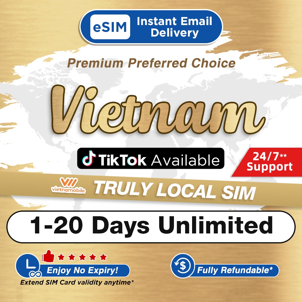 Vietnam eSIM Ultimate 1-20Days Daily 5GB Data | Instant 24h Email Delivery | Truly Local Vietnam ...