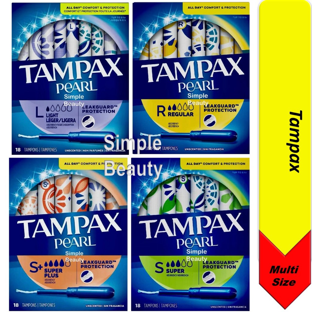 Tampax Plastic Pearl Tampons Radiant Pocket Light Regular Super Plus ...