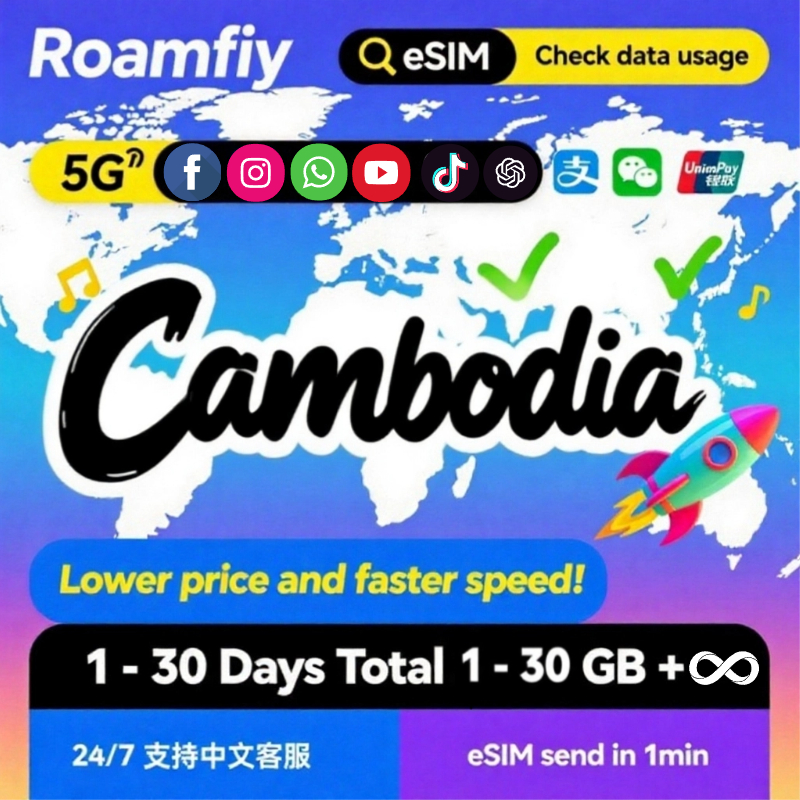 Cambodia eSIM 4G High speed 3-30 Days Unlimited Data Metfone eSIM Card ...