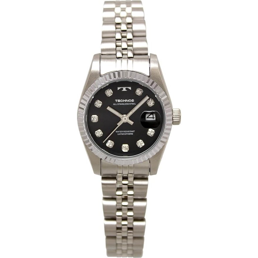 Technos Date T6923SB Women's Watch, Silver, Black | Shopee Singapore