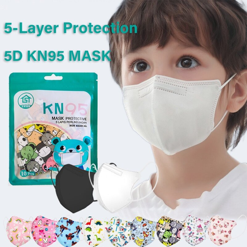 [Fast Delivery] 100PCS Kids KN95 Mask 5 Layers Duckbill Mask 3D Cartoon ...