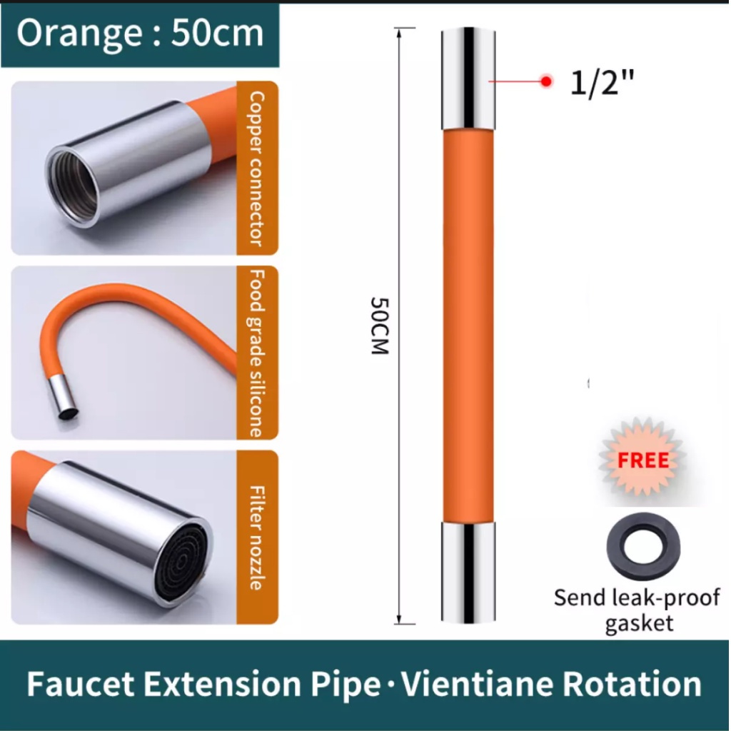 20/30/50/70cm Faucet Extension Extender 360°Free Bending Flexible Hose ...
