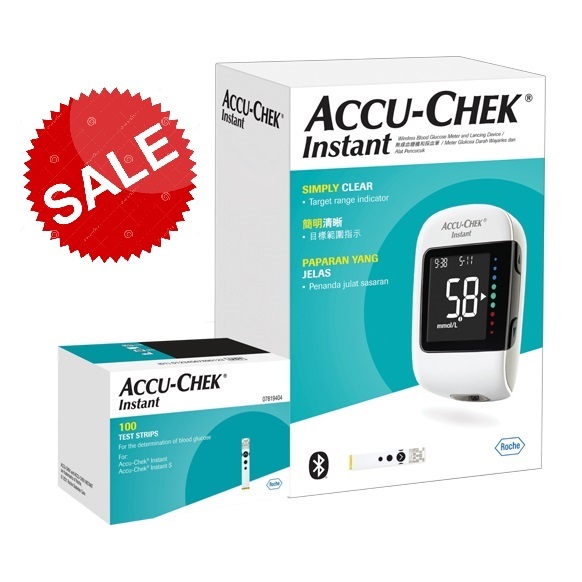 Accu Chek Instant Glucose Meter Set (Bundled with 100s Test Strips) - 5 ...