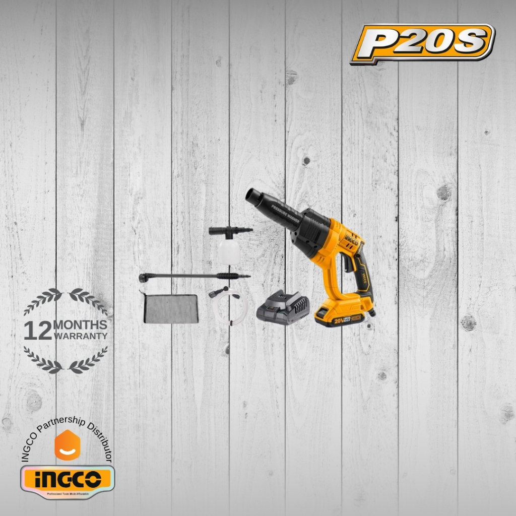 INGCO CPWLI20082 1X2.0AH 20V Li-Ion 24.8 Bar Pressure Washer | Shopee Singapore