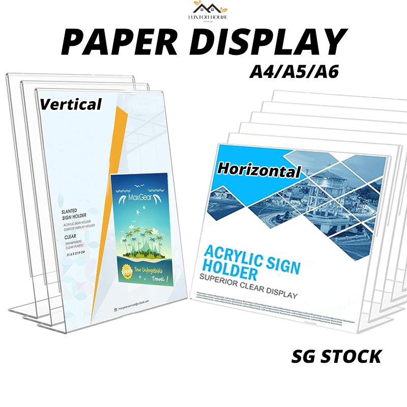 {SG} A6 A5 A4 Acrylic Stand Acrylic Display Stand Transparent L Shape ...