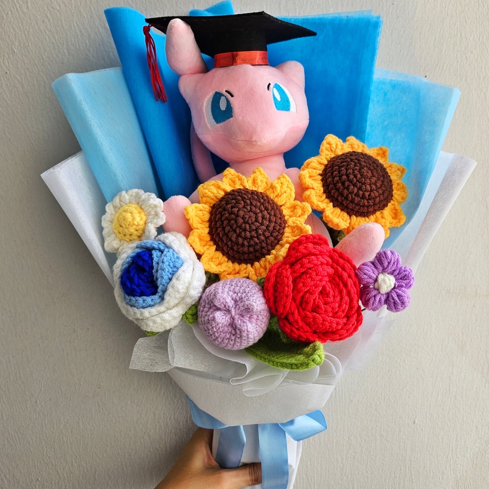 Mew Pokemon Crochet Flower Graduation Bouquet | Shopee Singapore