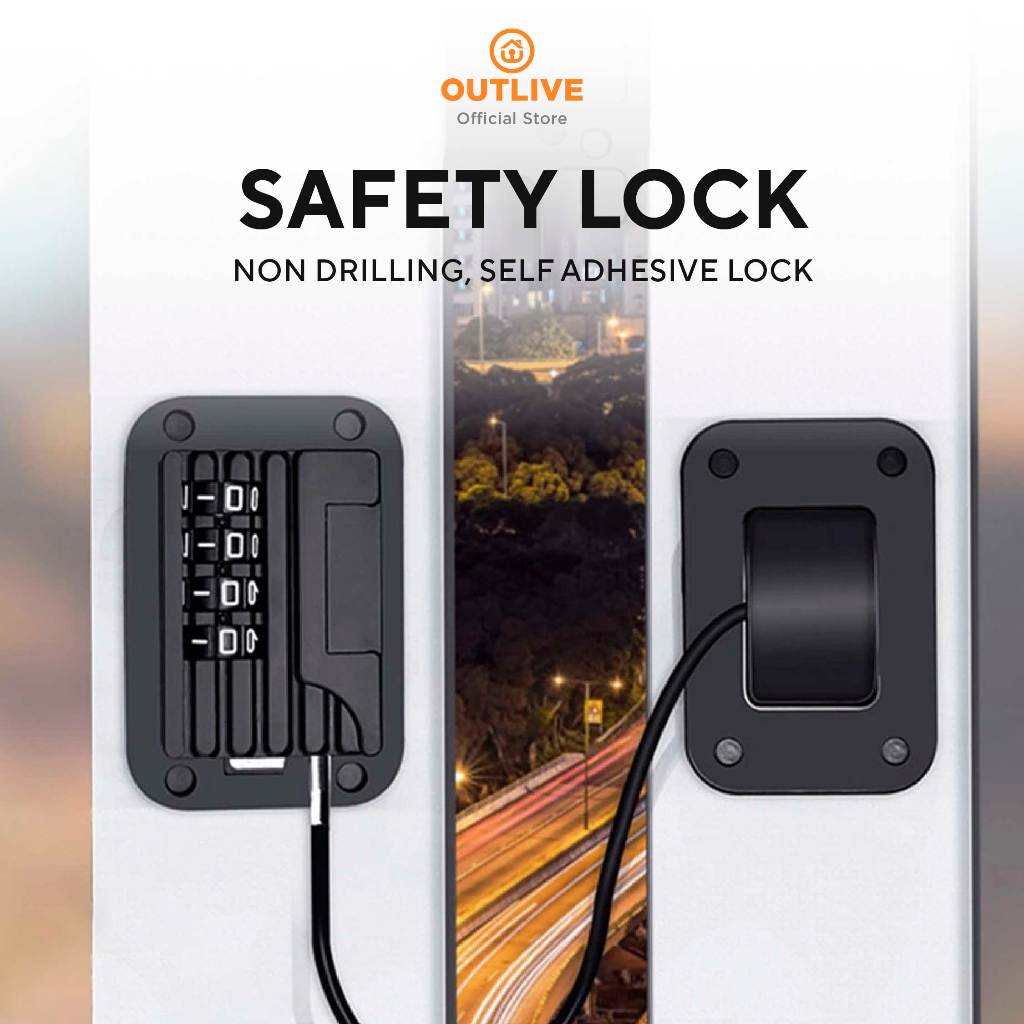 Non Drilling Baby Child Safety Lock Self Adhesive Drawer Refrigerator ...