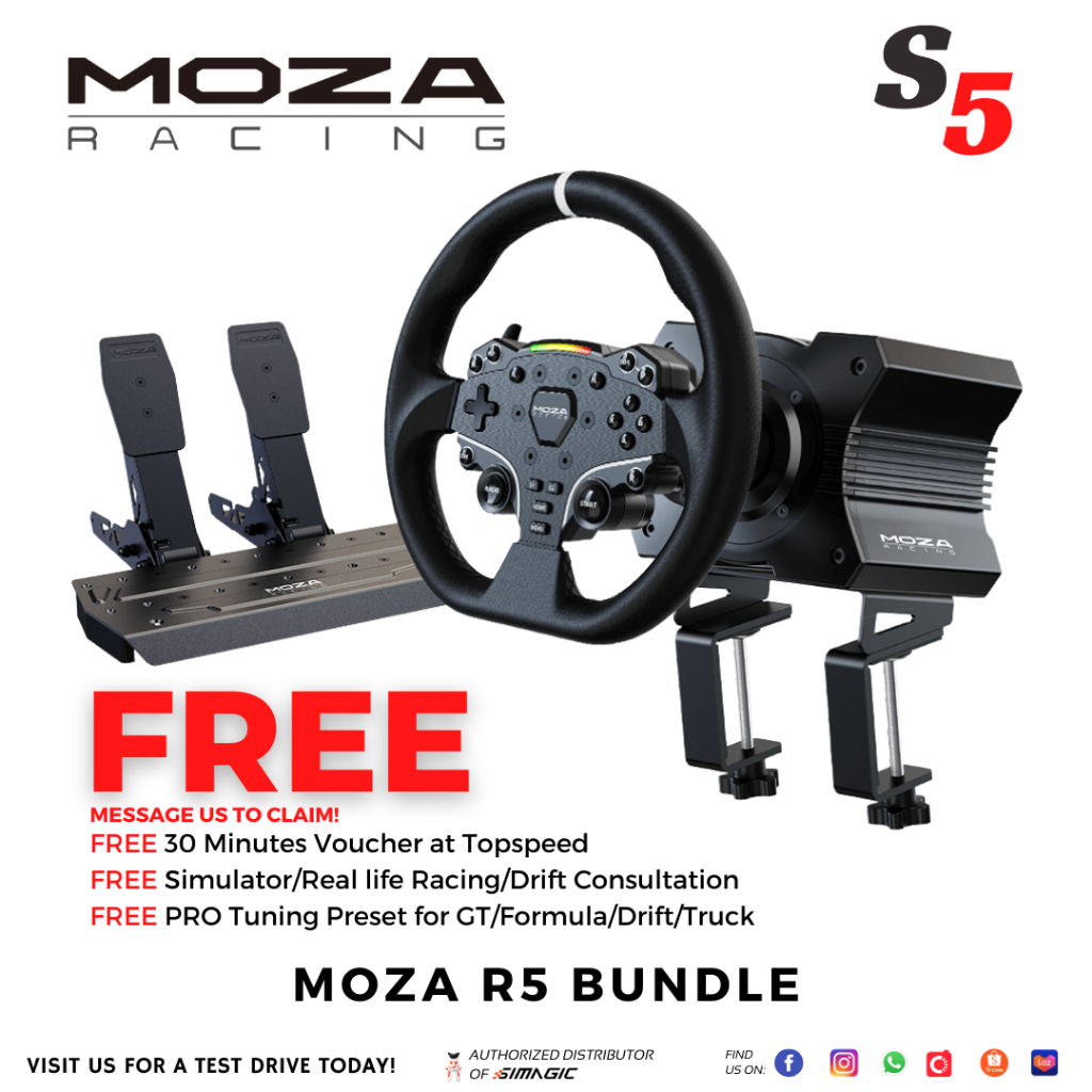 MOZA R5 Bundle DD Direct Drive ES Steering Wheel SR-P Lite Pedals / DD ...
