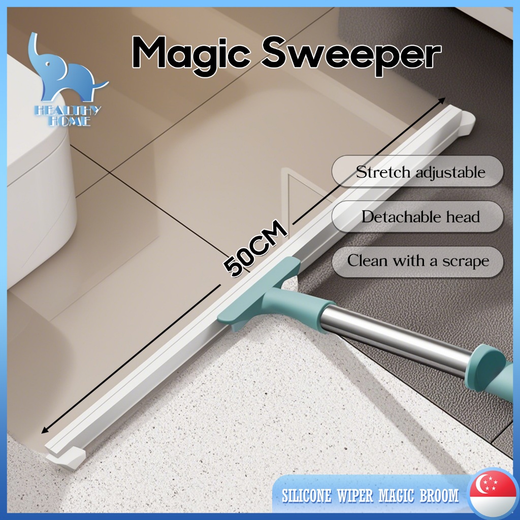 💕SG Stock💕Magic Broom Sweeper Retractable Floor Glass Water Scraper ...
