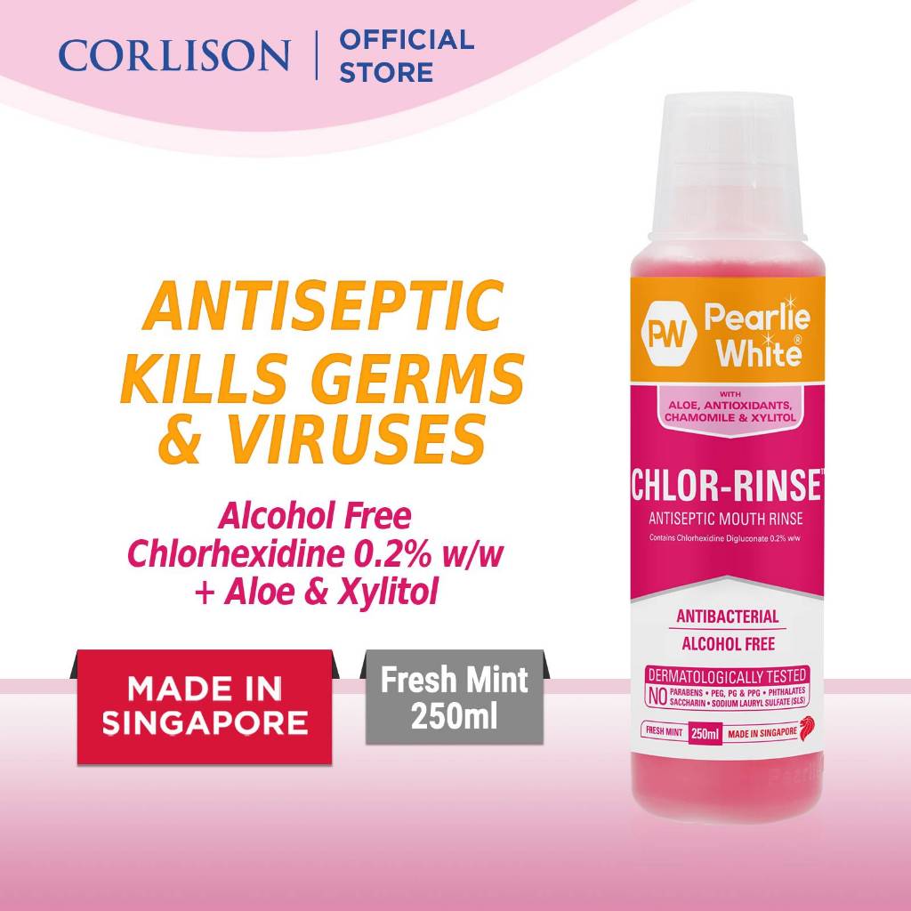 Pearlie White Chlor-Rinse Antiseptic Mouth Rinse 250ml | Shopee Singapore