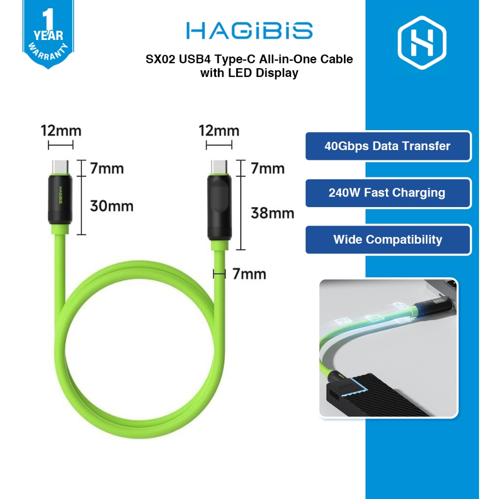 HAGIBIS Fast Charging USB4 Type-C Cable - 40Gbps Data, 240W Fast Charge ...