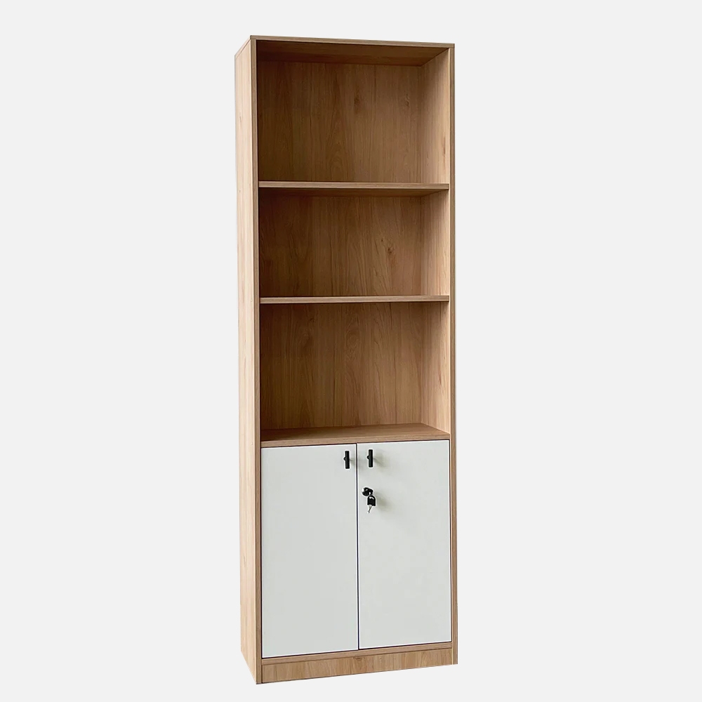 VHIVE Oxford 60cm Bookcase - Oak White 5 Tiers Office Lock Storage ...