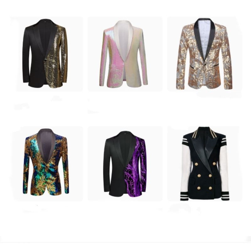 Gold sequins Stage outfit men blazer designs jacket singers clothes ...