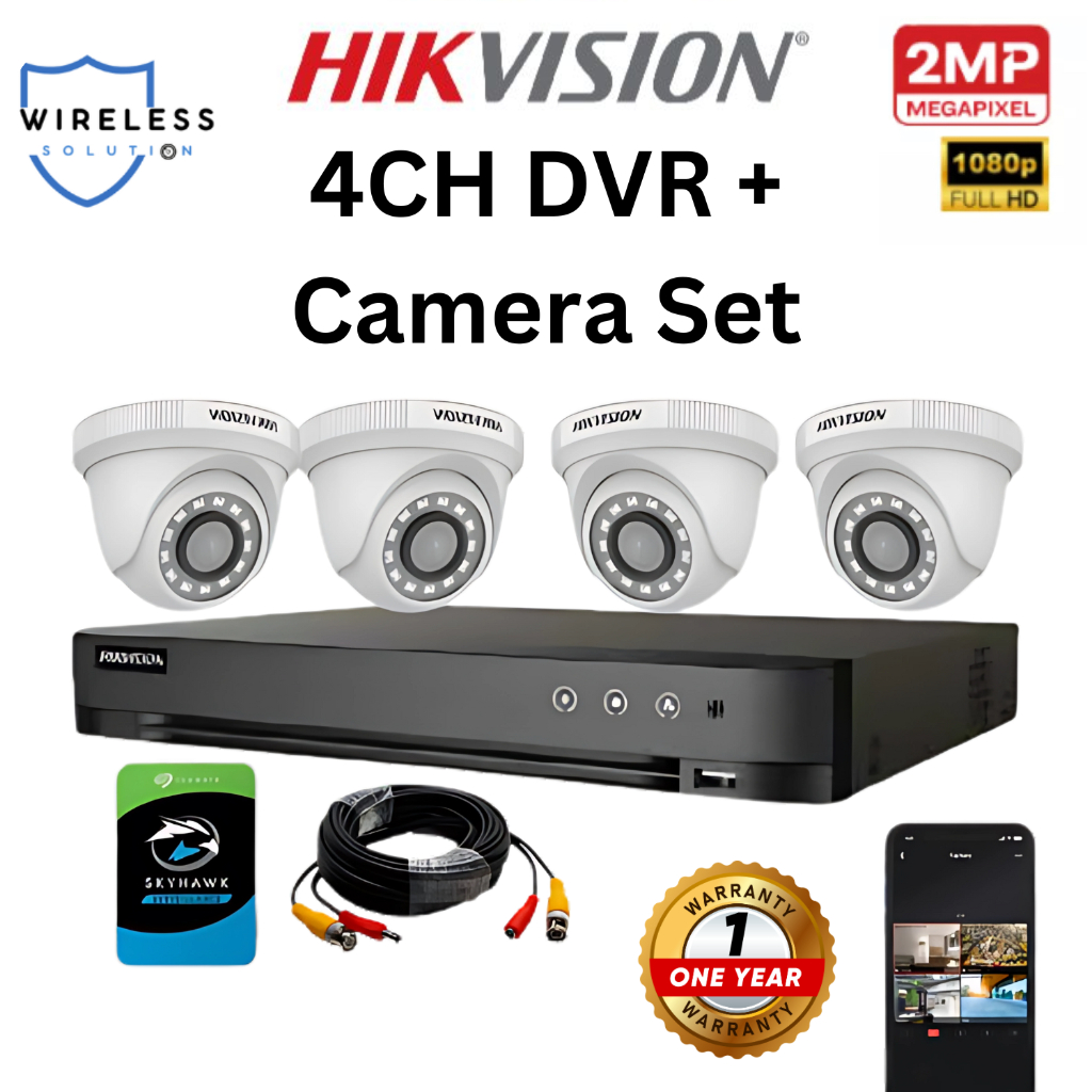 [SG Local] Hikvision 2MP 4ch CCTV DVR Camera full set packages with HDD ...