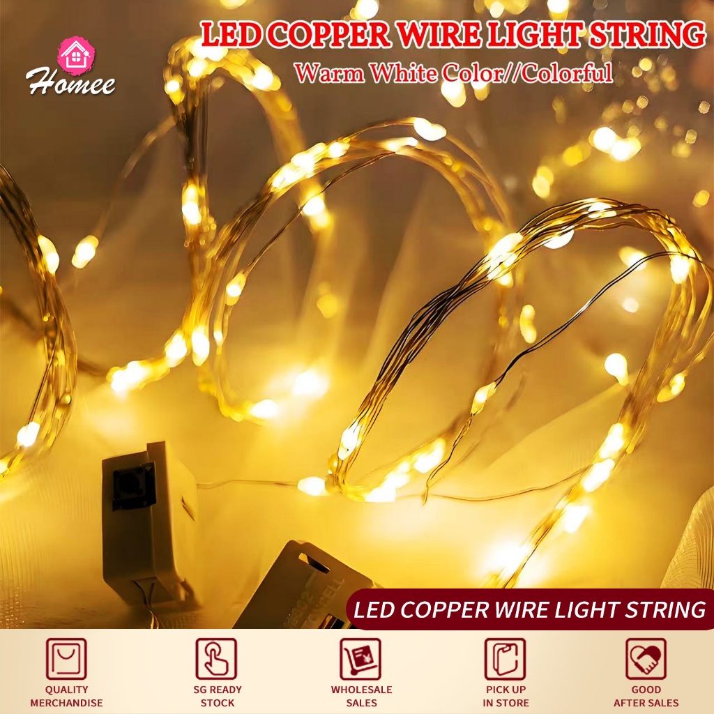 🚚SG SALES🚚1/2/3M LED Fairy Lights - Battery Operated Copper Wire String for Curtain Decoration ...