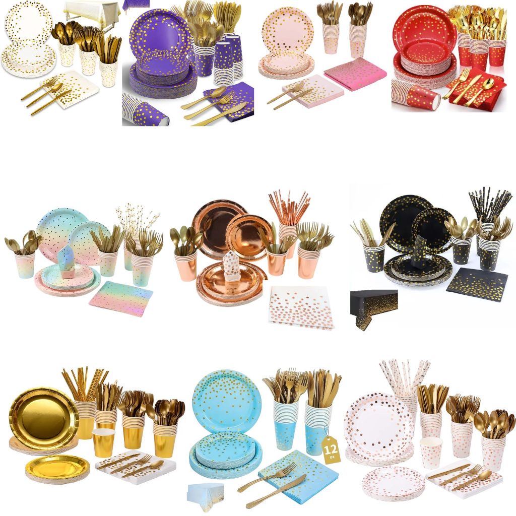 (SG SELLER) Disposable Tableware Disposable Paper Plates Party Plates ...