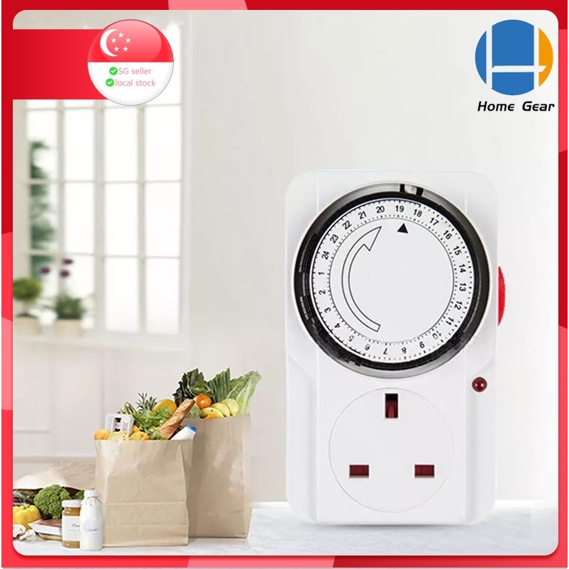 [SG] Timer Socket Indoor Mechanical 24 Hour Plugin Outlet Timer Home ...