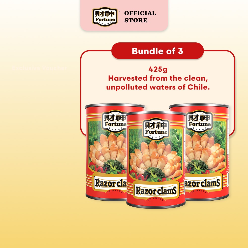 [Bundle of 3] Fortune Razor Clams 425g (DW: 140g) (Exp: 01/2028 ...