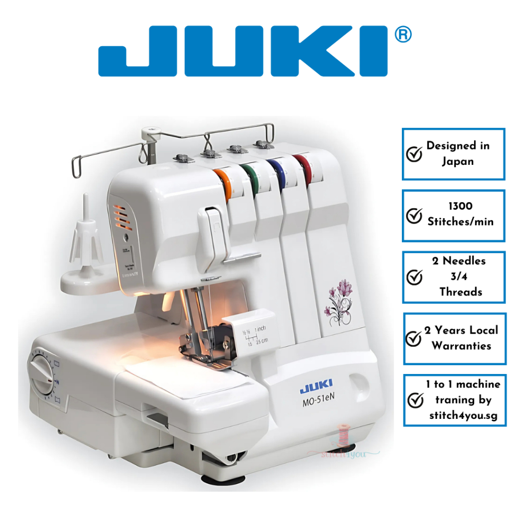 (1to1Training)Juki MO-51EN, Popular Basic Juki Overlock Machine, with 8 stitch patterns and high ...